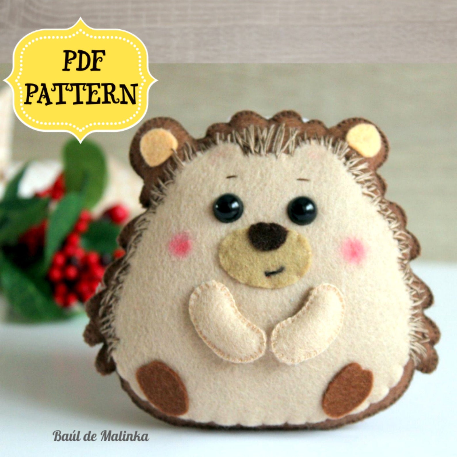 Felt Hedgehog Woodland Animal Ornaments Pattern PDF Sewing | Etsy