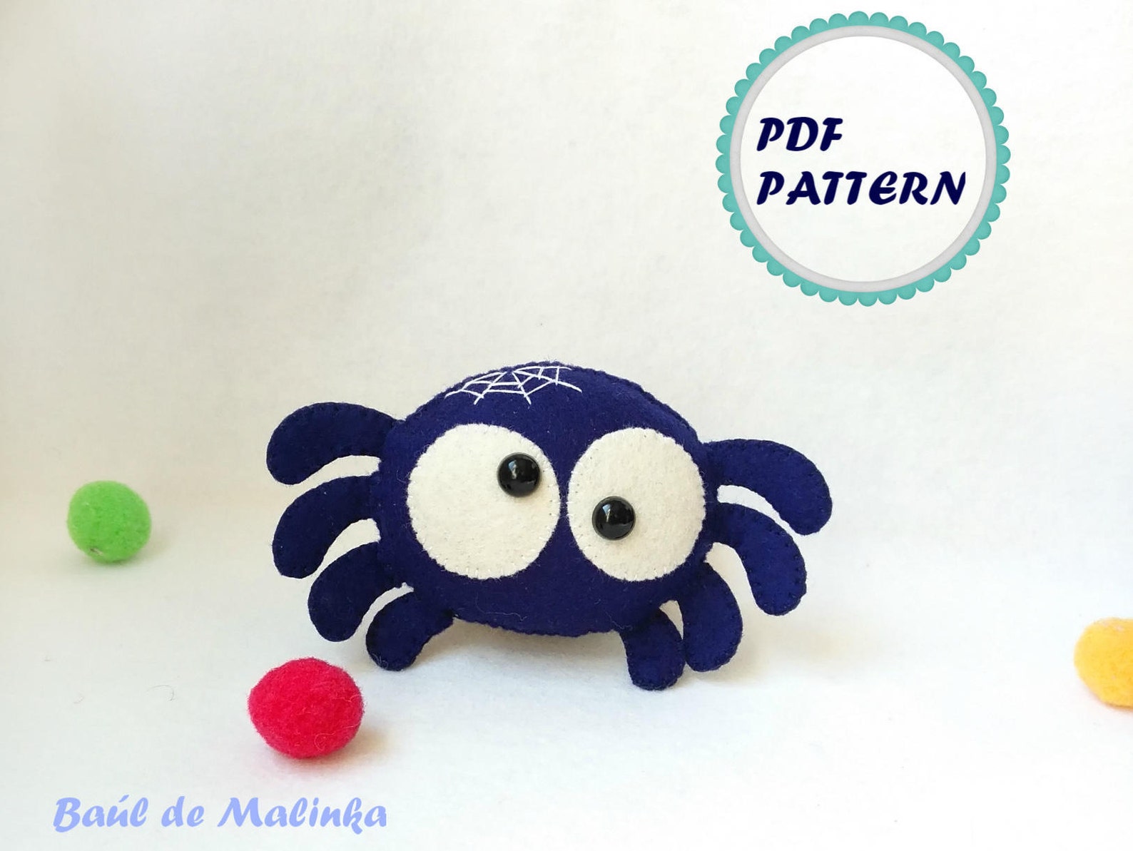 Felt Spider Halloween Ornament Pattern DIY Felt Ornament | Etsy