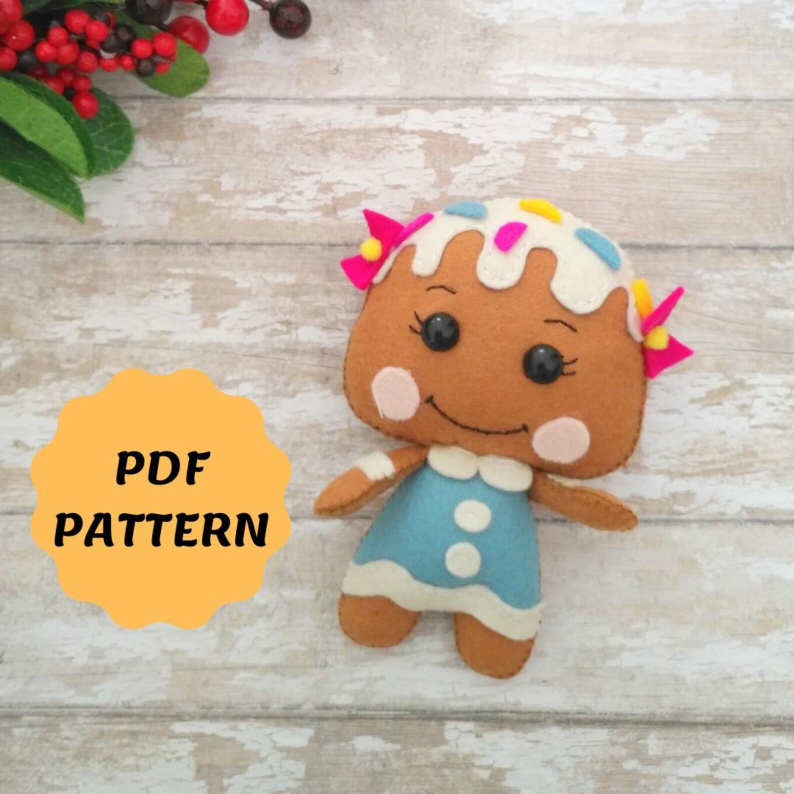 Felt Gingerbread Girl Pattern Felt Christmas Ornaments - Etsy
