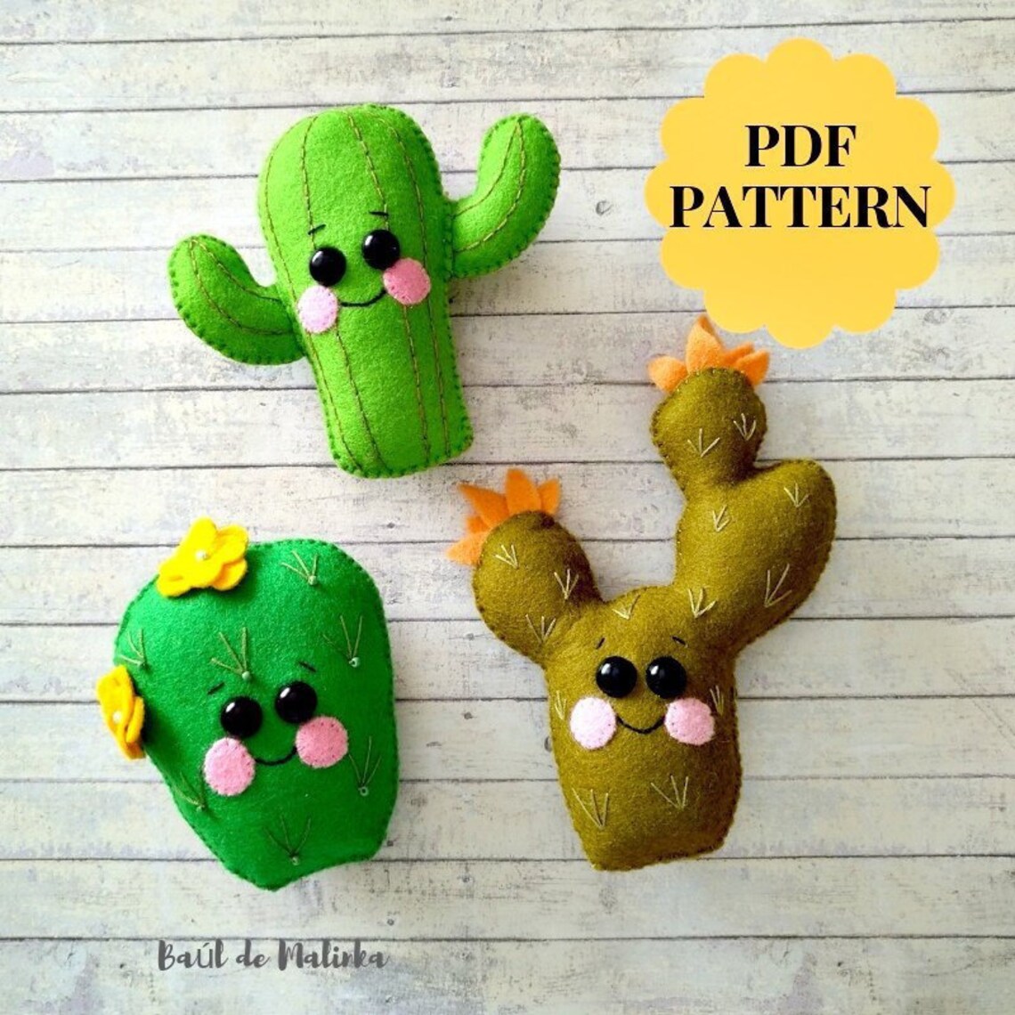 Felt Cactus Pattern PDF Sewing Pattern Felt Cactus DIY Felt | Etsy UK