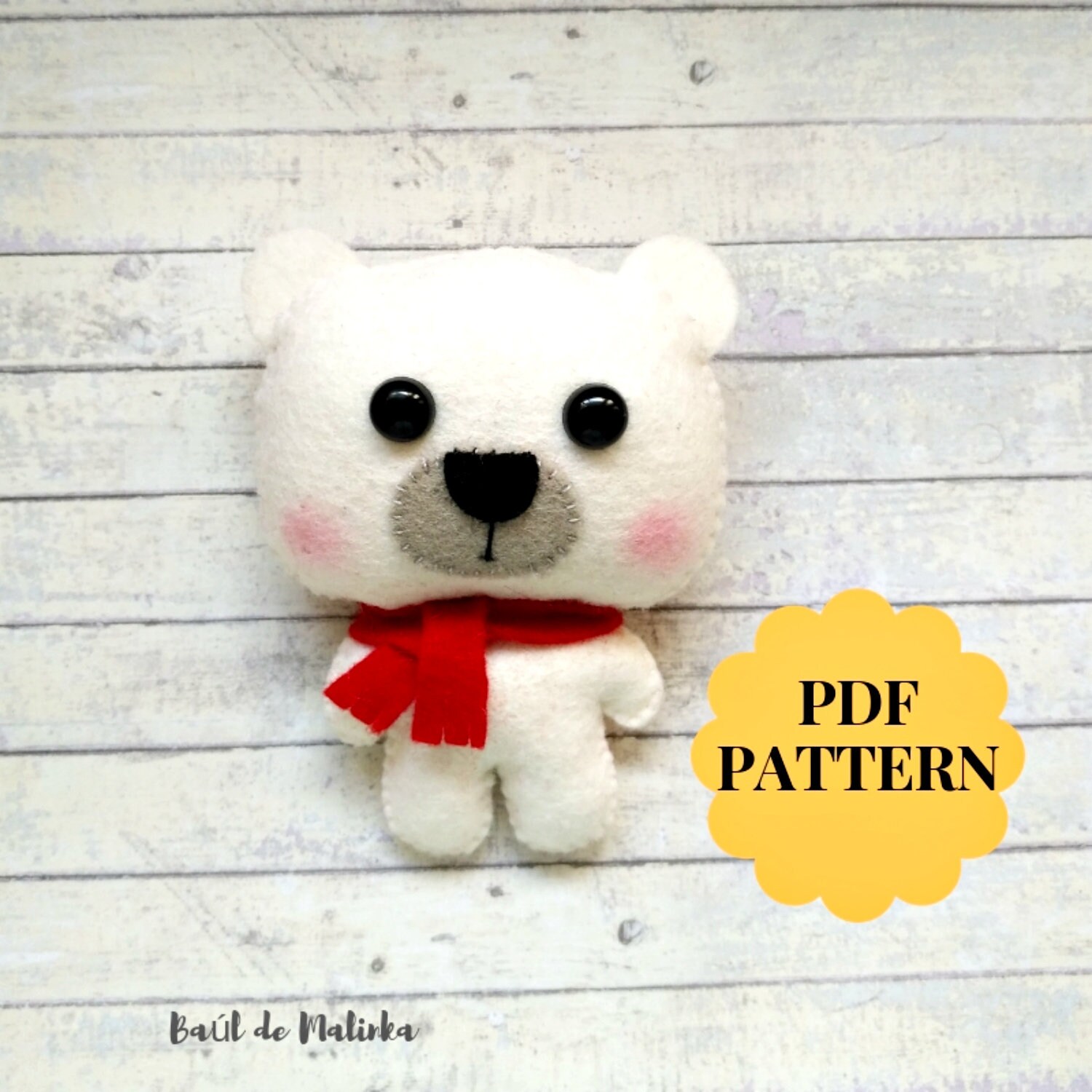 Bear ornament Christmas pattern felt Bear PDF Pattern | Etsy