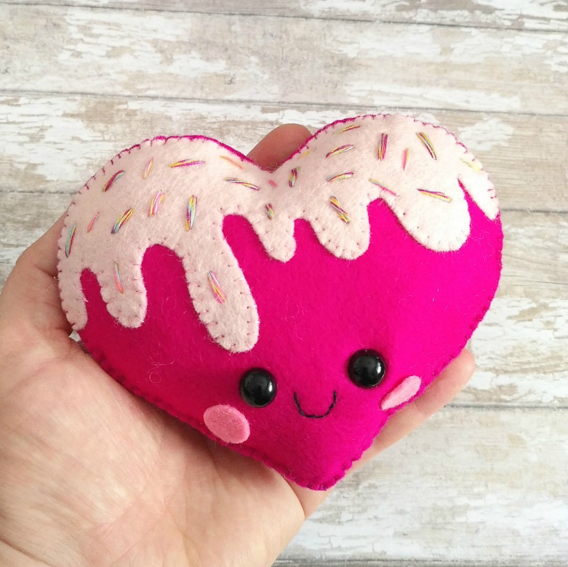 Felt Heart Ornament Pattern, Kawaii Valentine's Gift (PDF Pattern) - Etsy