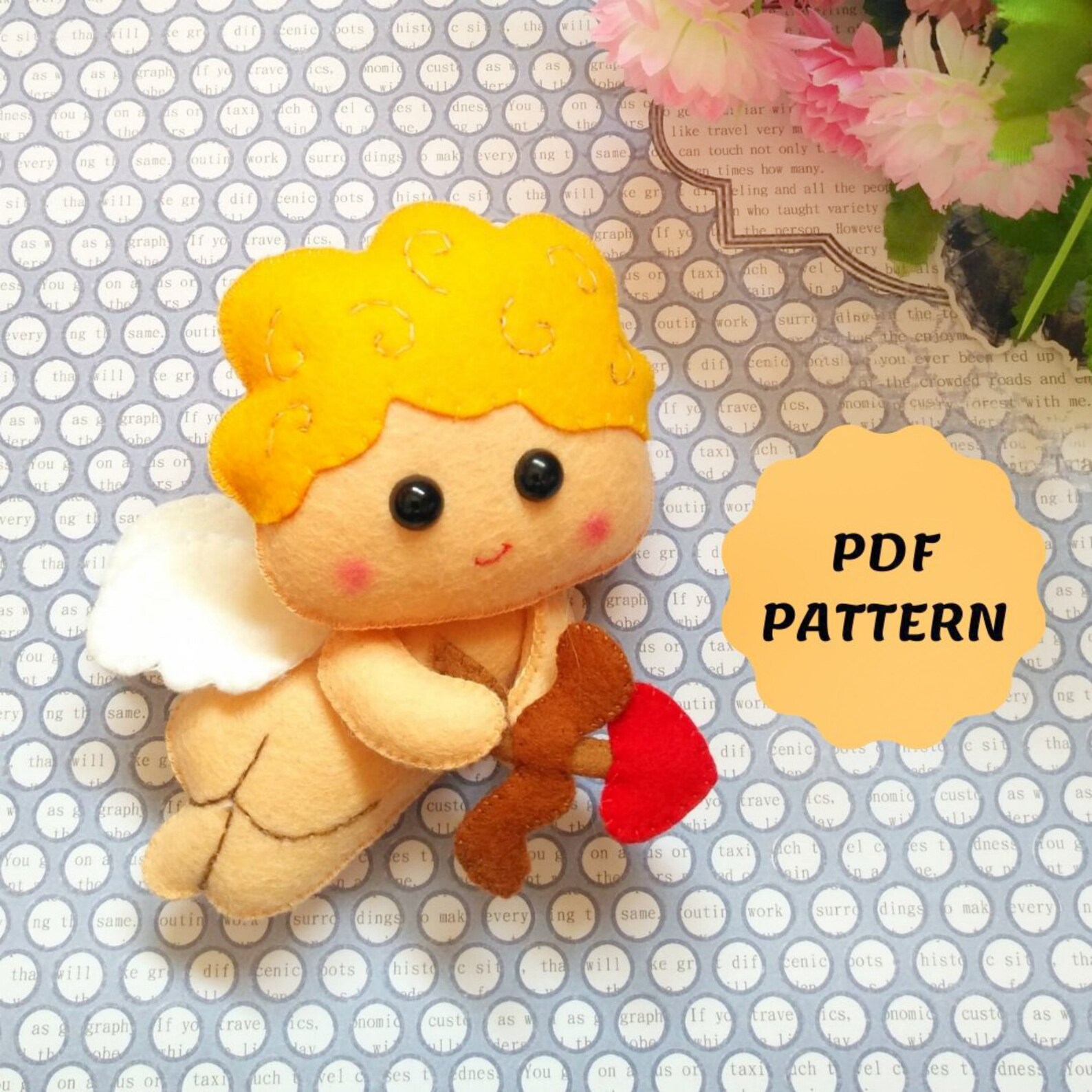Cupid Pattern Cute Valentines Day Pattern Felt Cupid Pattern | Etsy