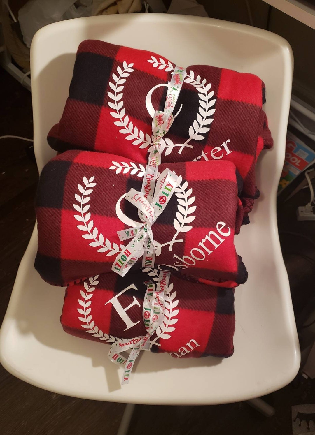 Personalized Buffalo Plaid, Fleece Blankets, Buffalo Plaid Throws, Red ...