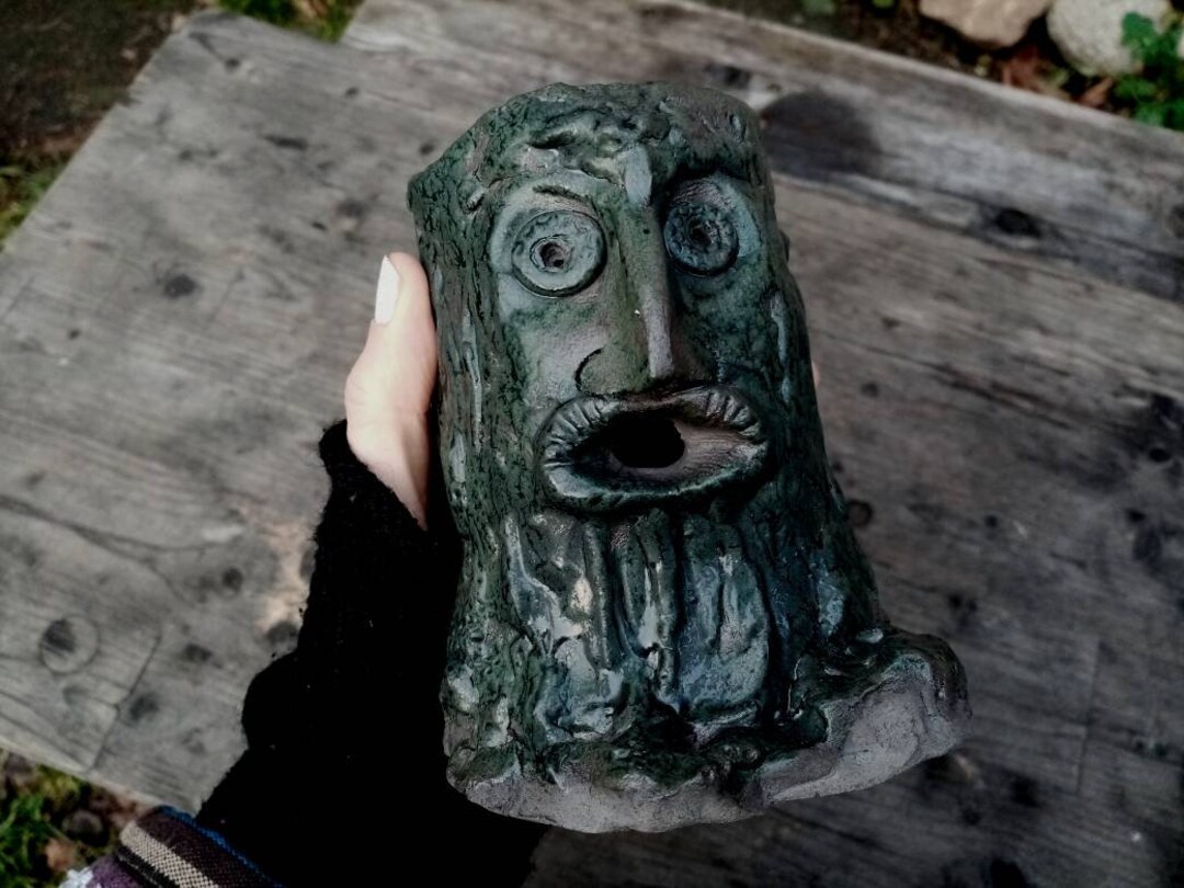 Planter Head Flowerpot Ceramic Gargoyles Fountain Water Feature Indoor ...