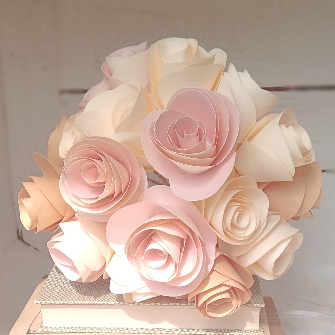 Original Bridal Bouquet in Pastel Ivory Beige Pink Origami Paper, Paper ...