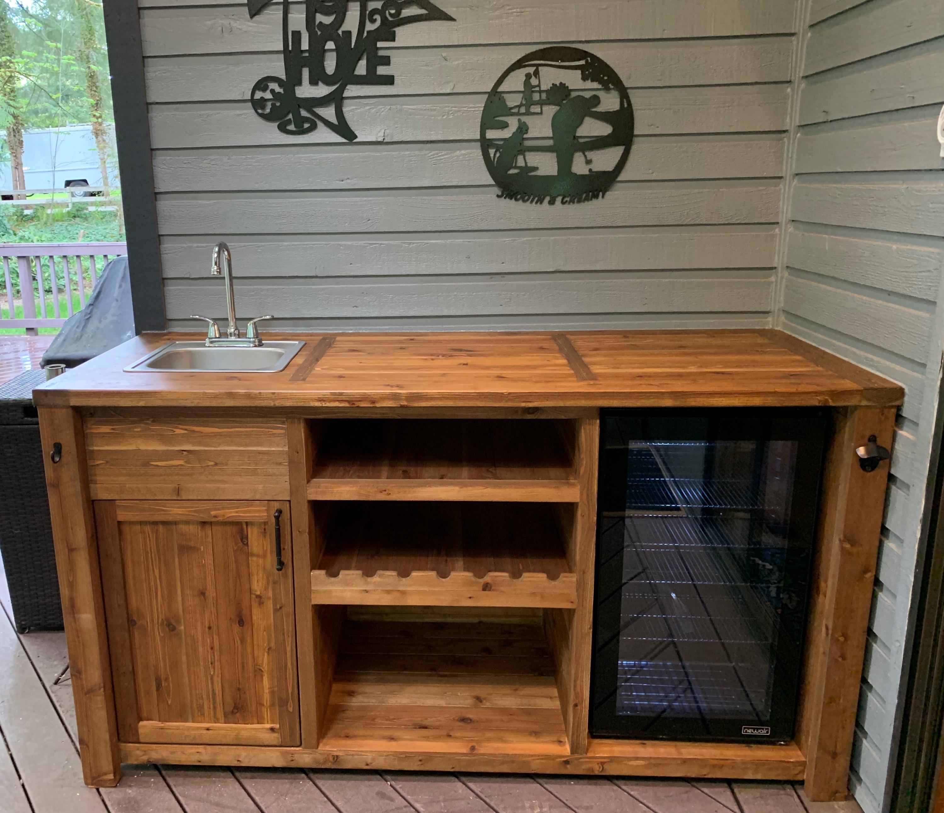 Outdoor Beverage Bar With Mini-fridge: Weatherproof Patio Cabinet - Etsy