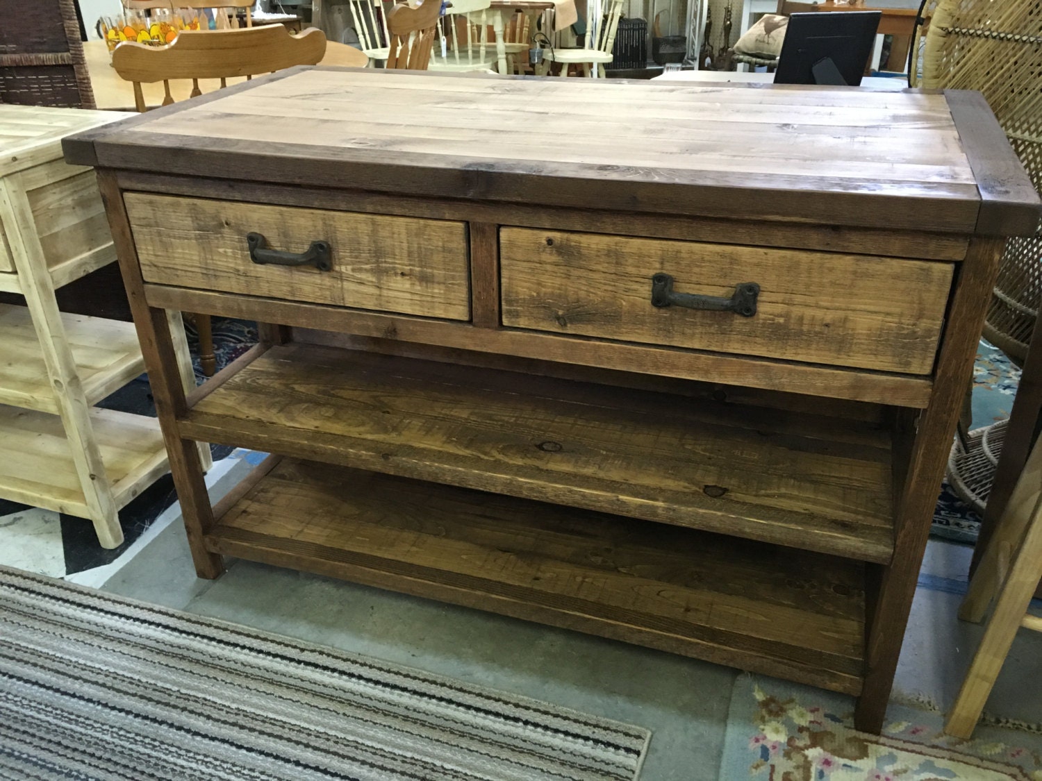 Rustic Kitchen Island: Stool Storage, Buffet Sideboard - Etsy