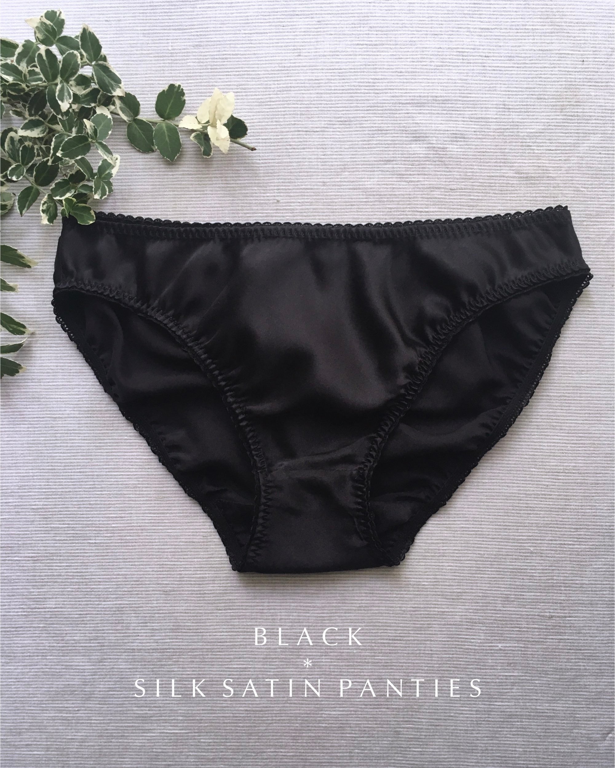 Silk Satin Panties in Black by Klclondon Low Rise Silky Womens Knickers ...