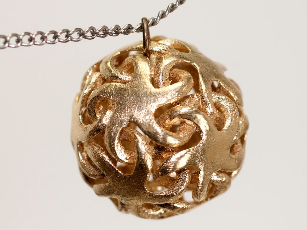 3D Printed Jewelry Pendant Linking Stars in Solid Brass - Etsy