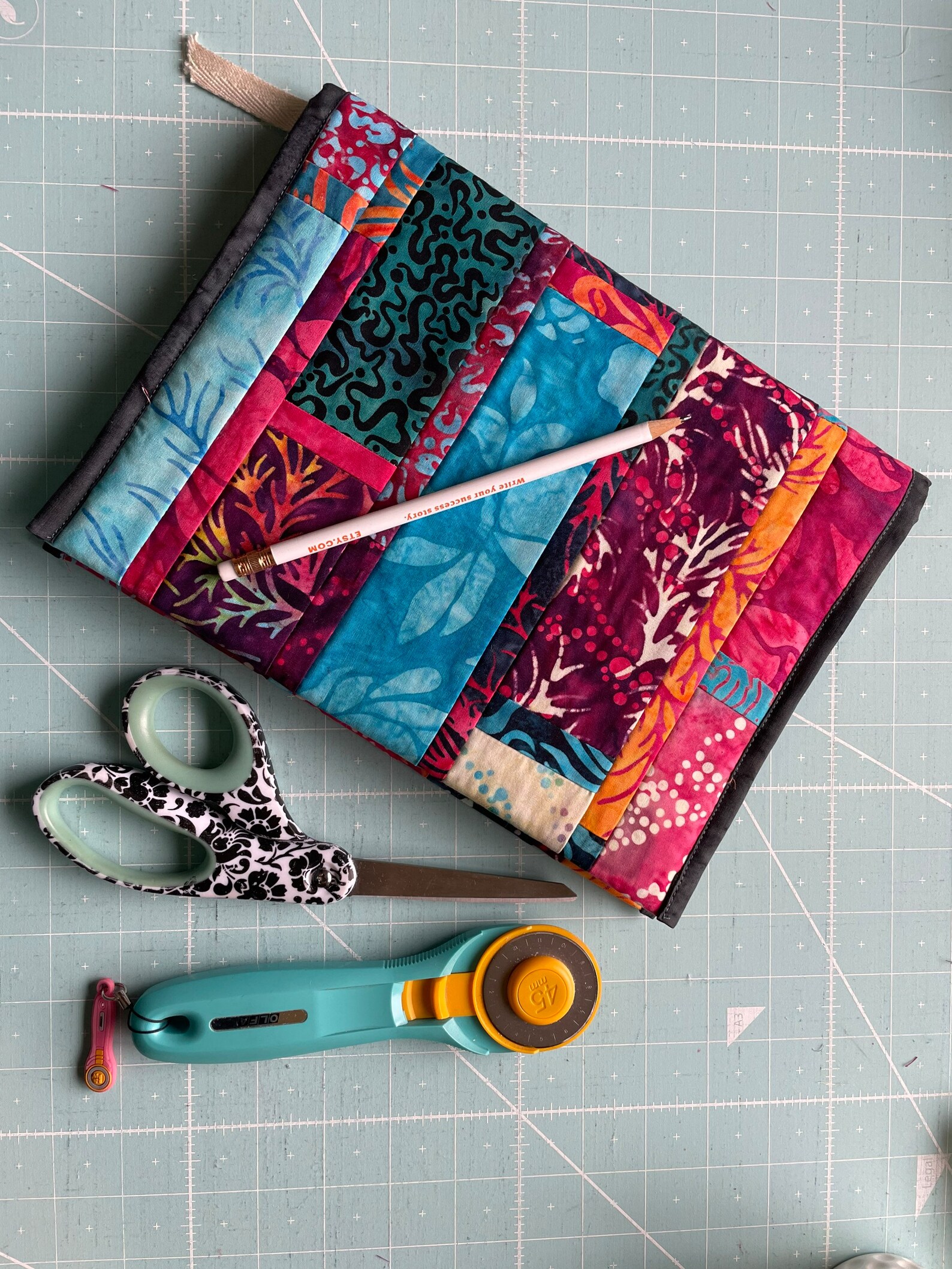 Batik Fabric Journal Cover, Bright Colors, Blank Composition Notebook ...