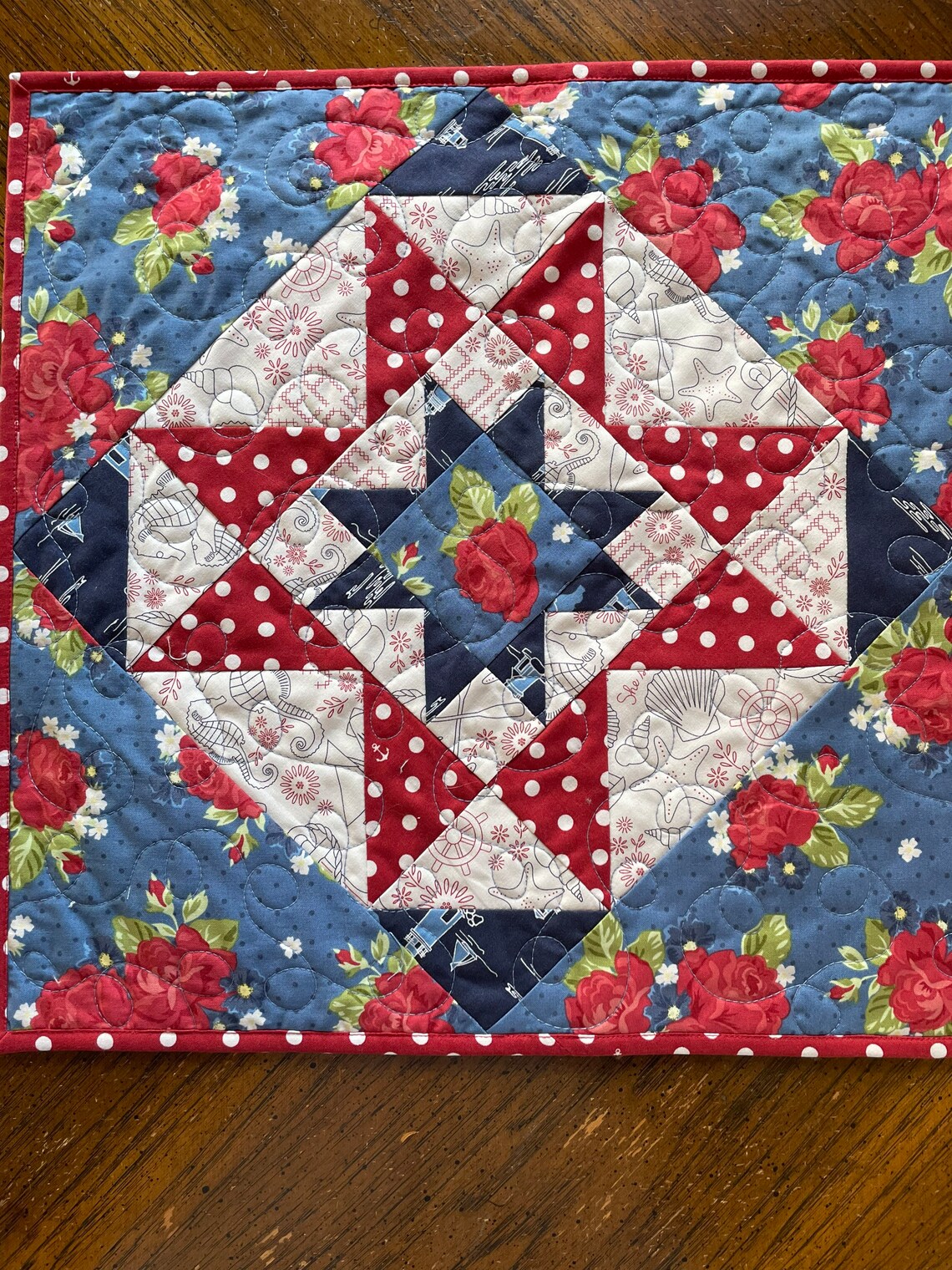 Red, White and Blue Table Runner, Patriotic Stars, 17 Wide and 68 Long ...