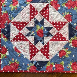 Red, White and Blue Table Runner, Patriotic Stars, 17 Wide and 68 Long ...