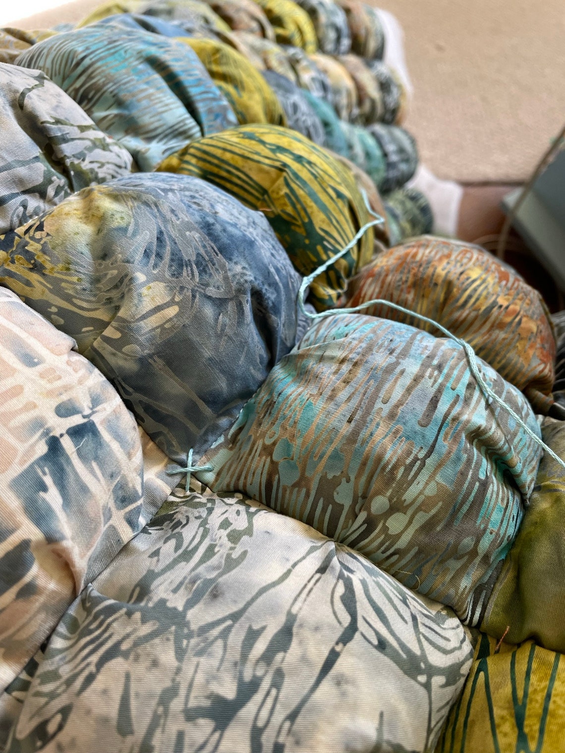 River Walk Puff Quilt and Cushion - Batik Quilt, Stuffed With Fiberfill ...