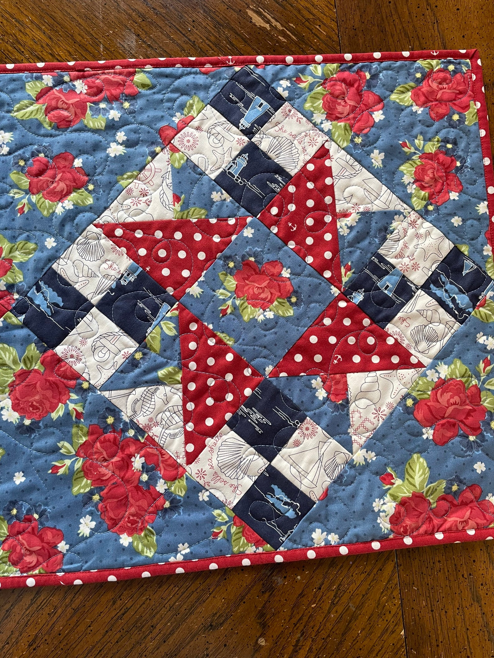 Red, White and Blue Table Runner, Patriotic Stars, 17 Wide and 68 Long ...