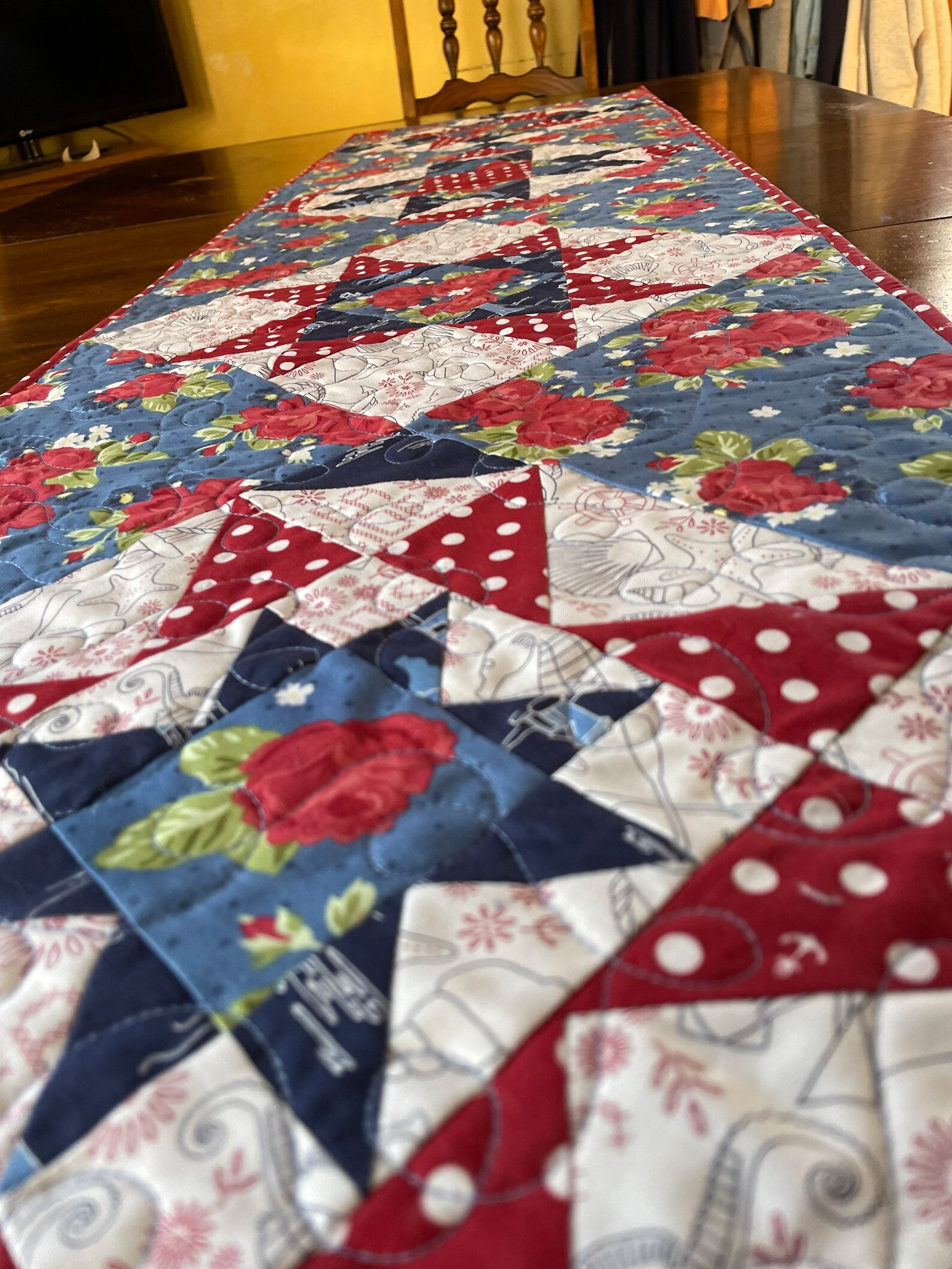 Red, White and Blue Table Runner, Patriotic Stars, 17 Wide and 68 Long ...