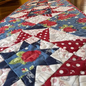 Red, White and Blue Table Runner, Patriotic Stars, 17 Wide and 68 Long ...