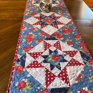 Red, White and Blue Table Runner, Patriotic Stars, 17 Wide and 68 Long ...