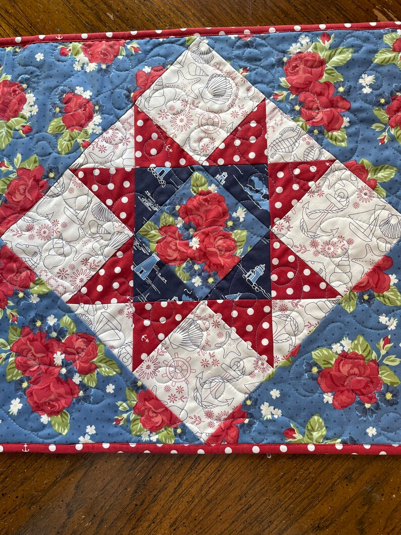 Red, White and Blue Table Runner, Patriotic Stars, 17 Wide and 68 Long ...