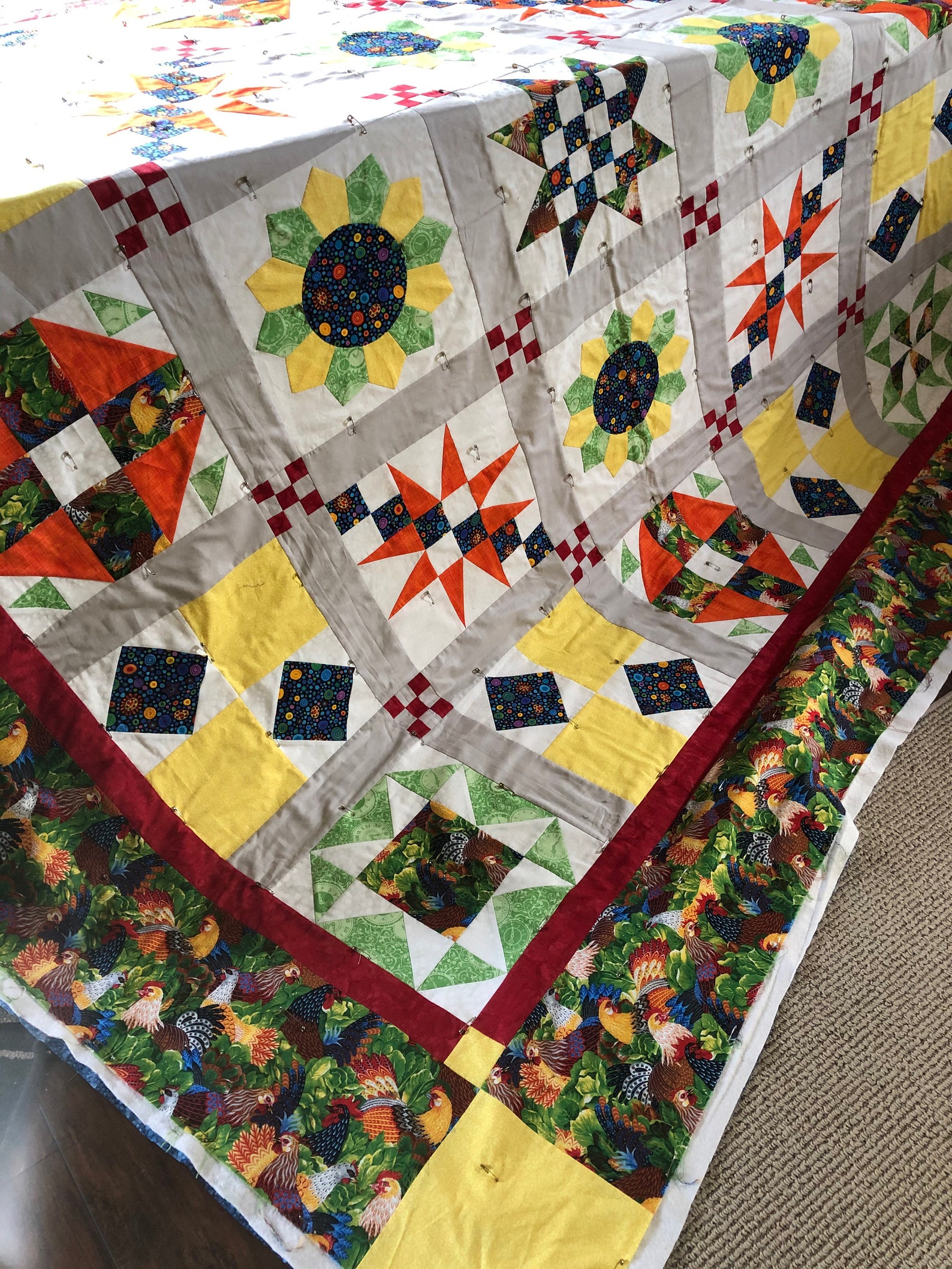 Queen Size Sampler Quilt in Bright Colors and Fun Fabrics - Etsy