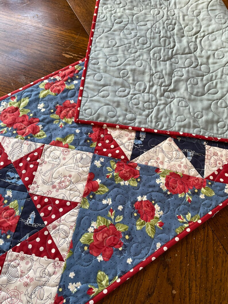 Red, White and Blue Table Runner, Patriotic Stars, 17 Wide and 68 Long ...