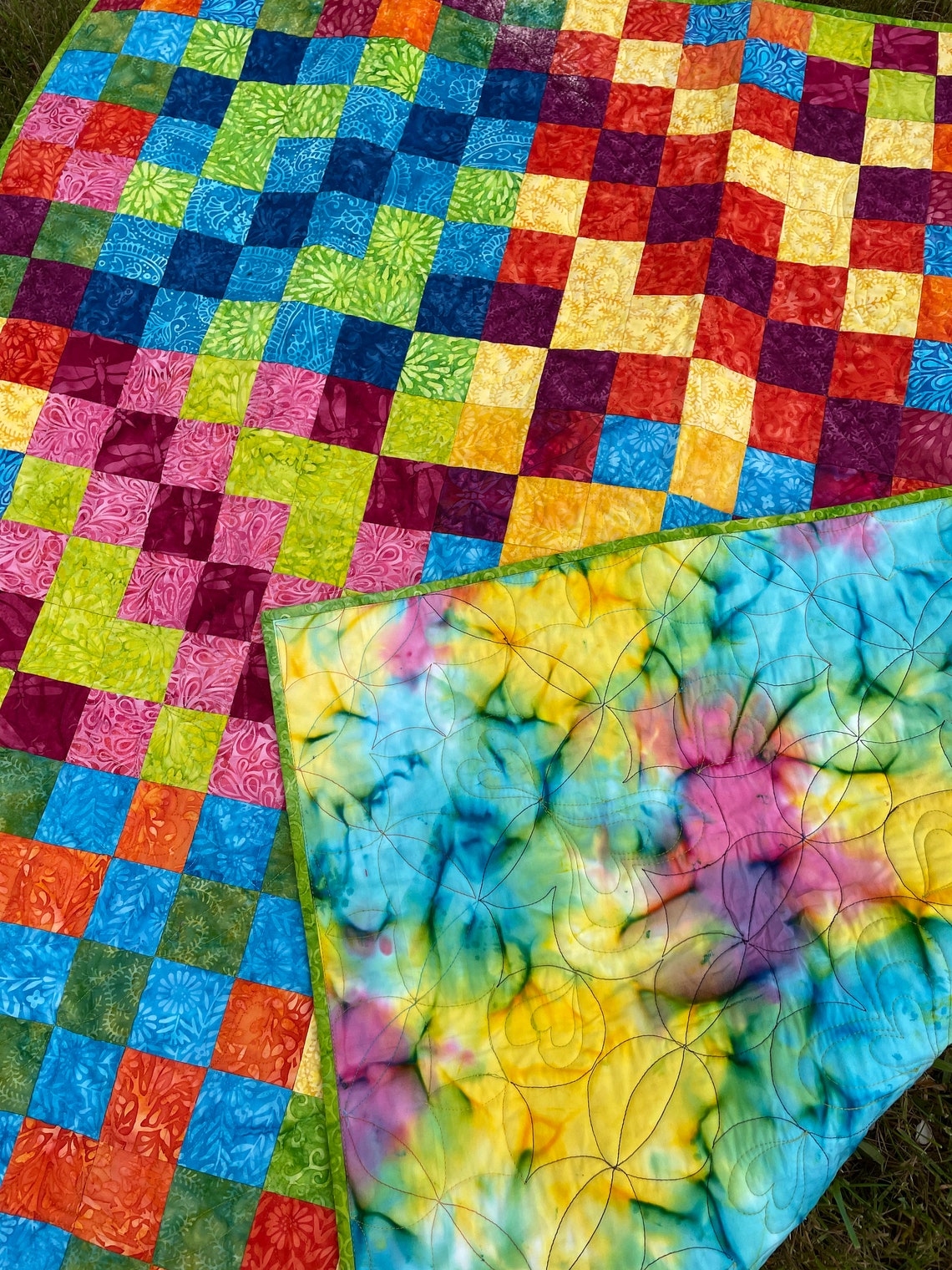 Reflections Bright Batik Small Lap or Wallhanging Quilt - Etsy