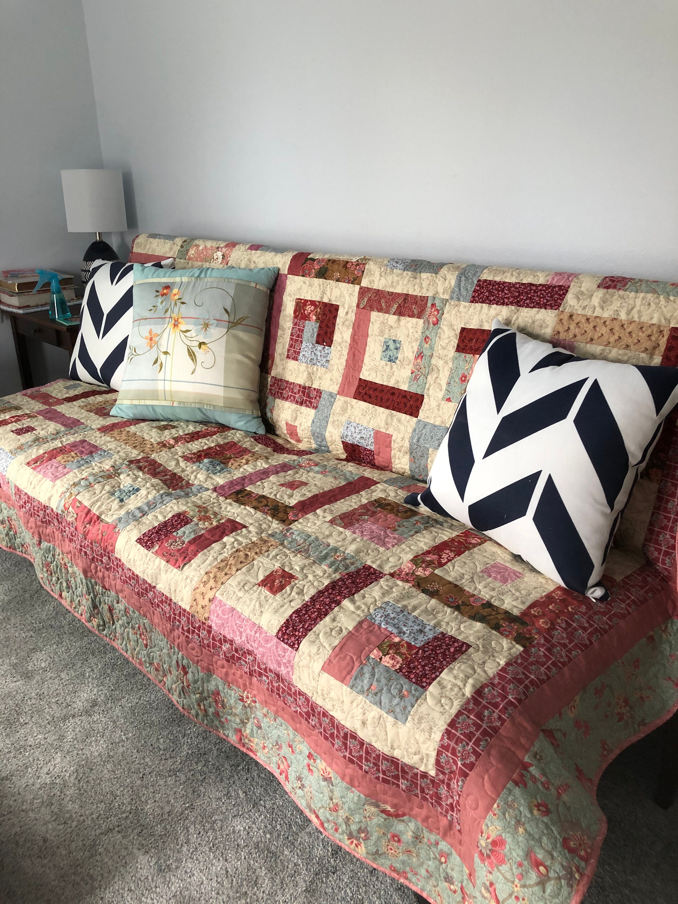 Romantic Floral Twin Quilt, Cottagecore, Cotton Fabric 63 X 82 - Etsy