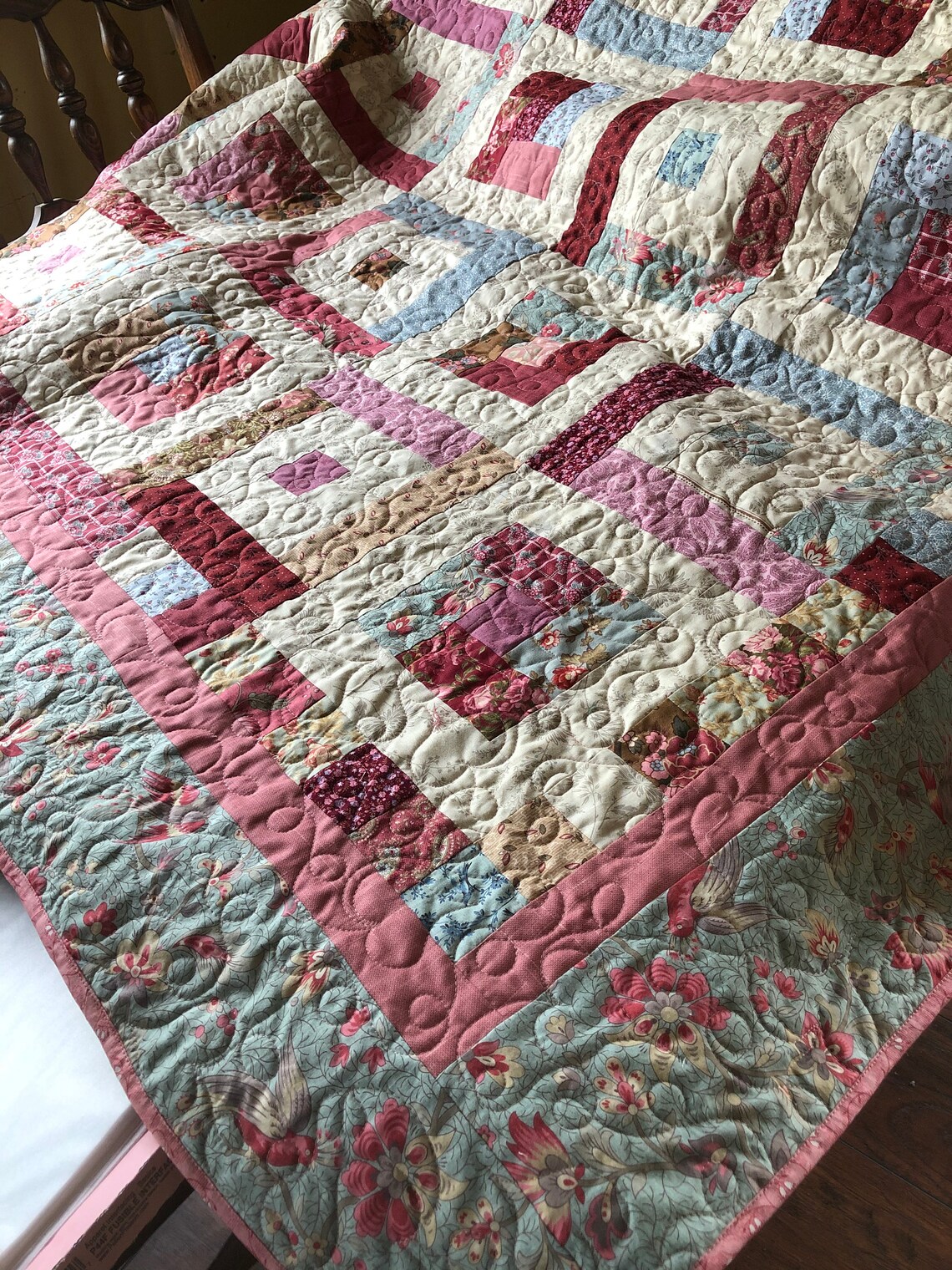 Romantic Floral Twin Quilt, Cottagecore, Cotton Fabric 63 X 82 - Etsy