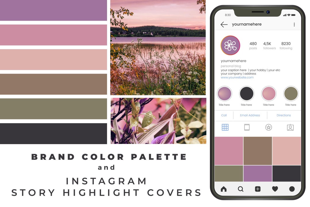 12 Instagram Icons and Elegant Color Palette From Lilac to Khaki Green ...