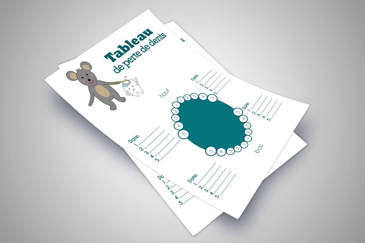 Blue Tooth Loss Chart for Boy With Little Mouse Illustration - Etsy Canada