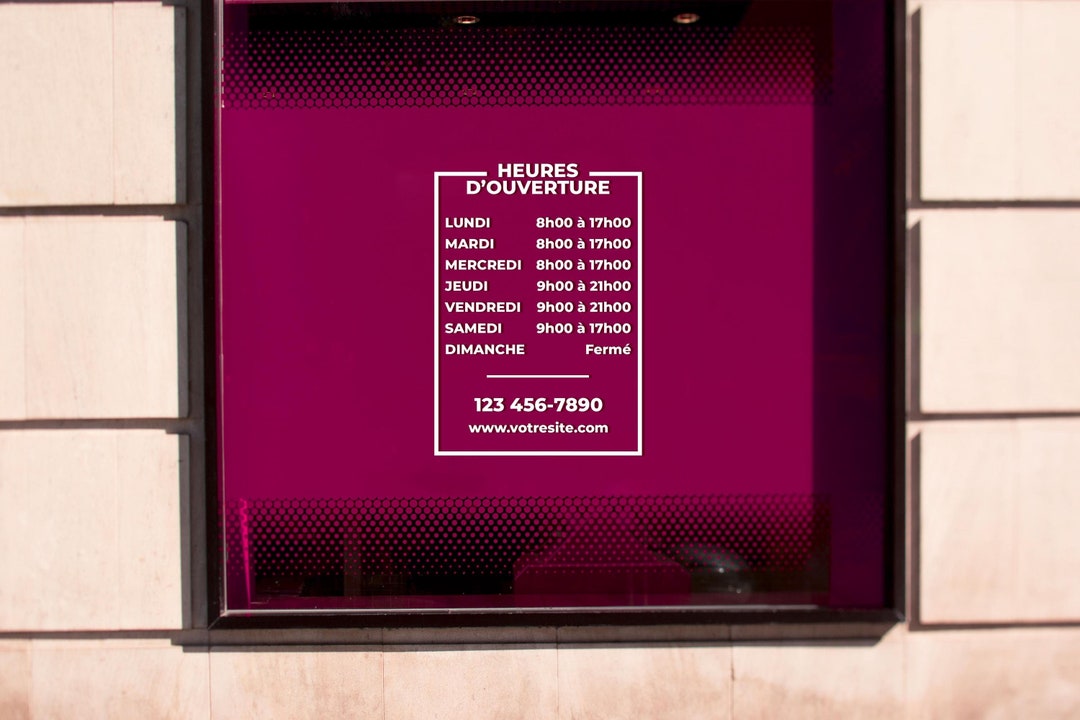 Custom Vinyl Decals for Business - Store Window Sticker Opening Hours ...