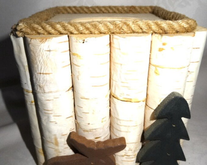 Rustic Birch Bark Tissue Box With Pine Tree and Moose - Etsy