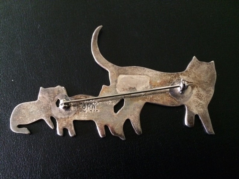 SALE! 10% OFF! Vintage Sterling Silver Cats 2 Kittens Family Figural ...