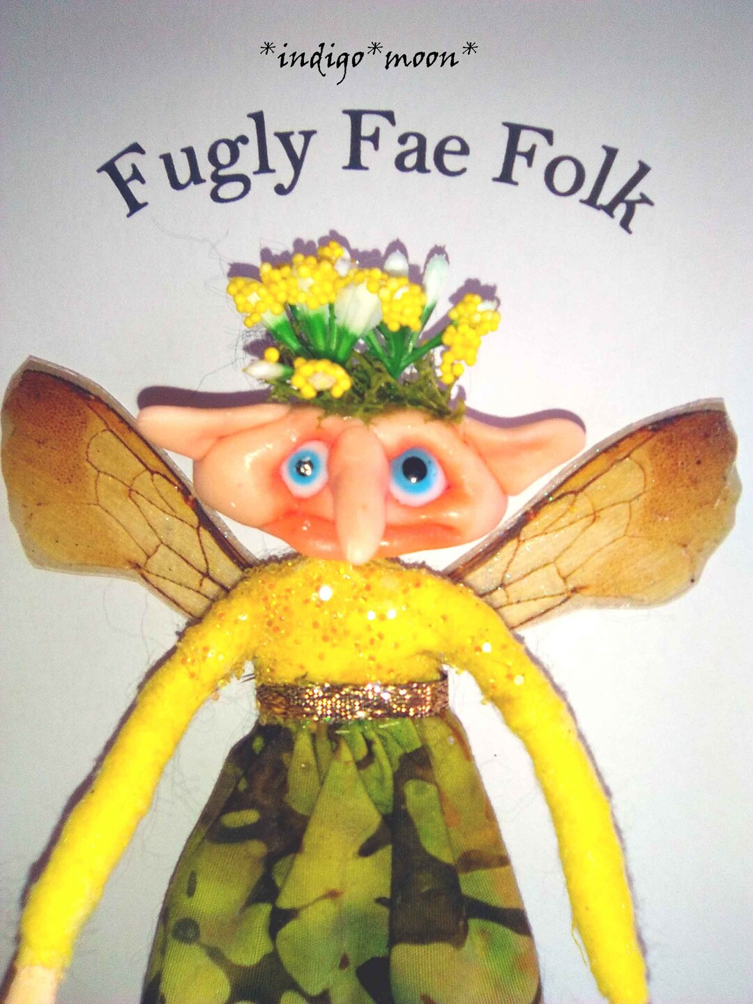 OOAK Handmade Miniature Fugly Fae Folk Art Doll With Wings Prunella - Etsy