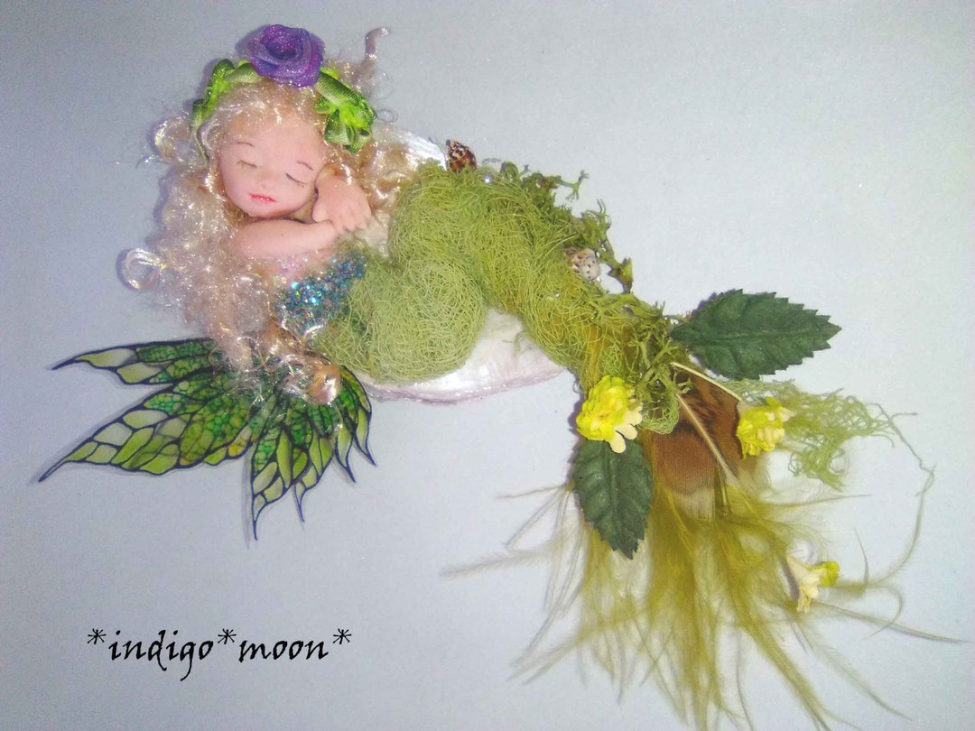 OOAK Polymer Clay Miniature Sleeping Fairy Cocoon on Natural Shell - Etsy