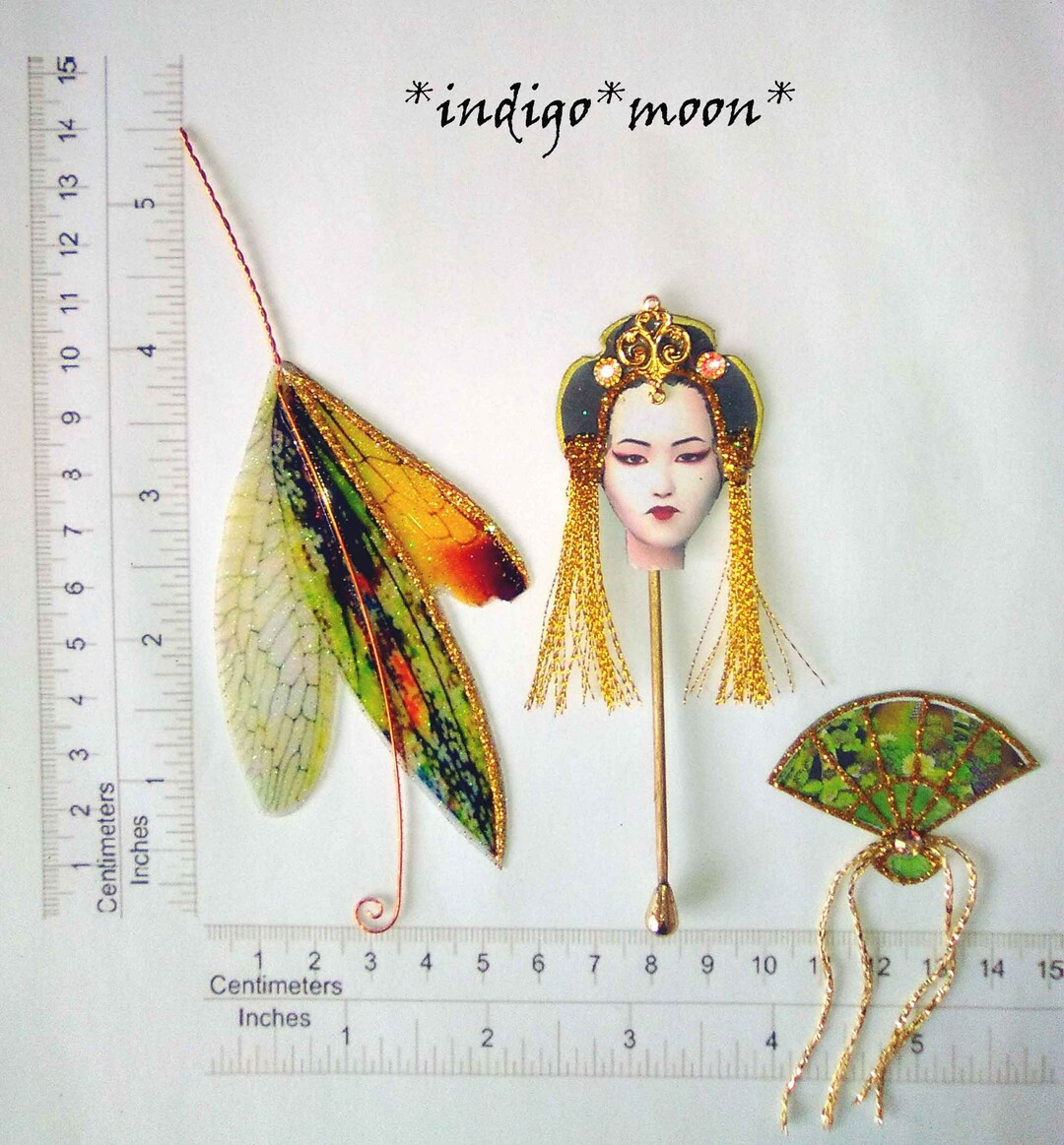 OOAK Handmade Fantasy Fairy Wings Masquerade Mask and Fan Set for Dolls ...