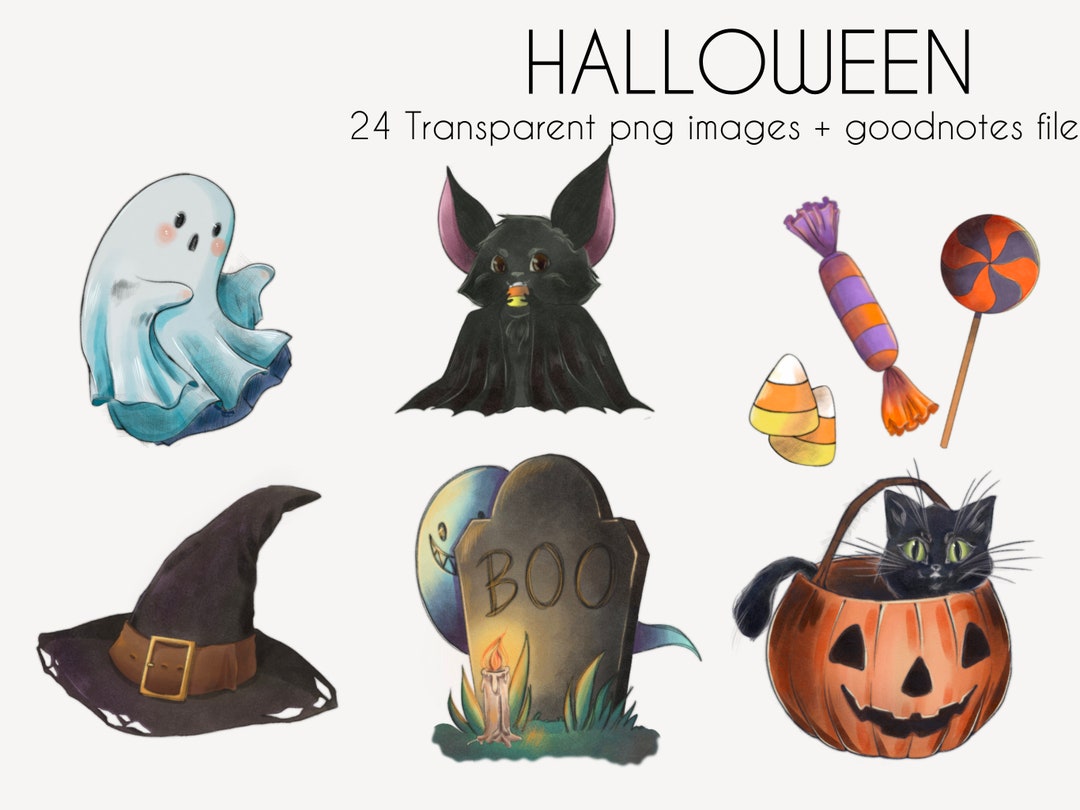 HALLOWEEN Clip Art Digital Stickers Planner Stickers Set Precropped ...
