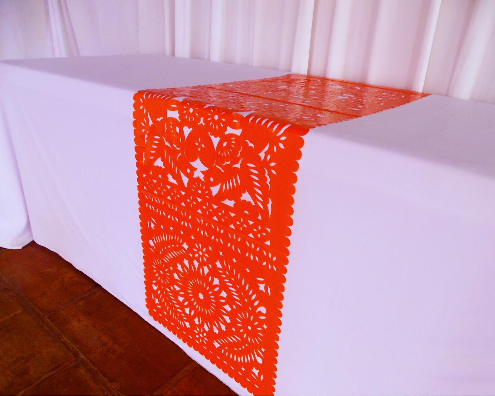 2 Pack, Orange Plastic Table Runners, Mexican Fiesta Decor, 20x72 ...