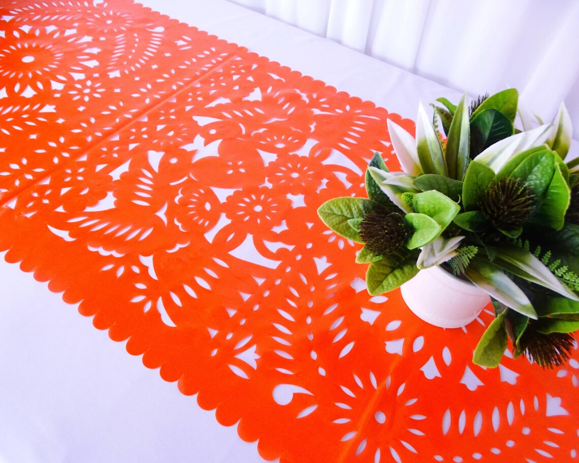 2 Pack, Orange Plastic Table Runners, Mexican Fiesta Decor, 20x72 ...