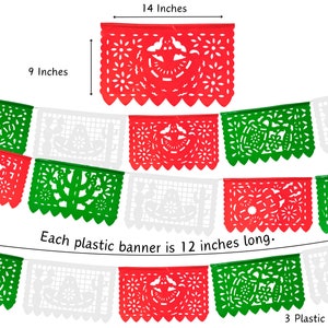 Plastic Mexican Fiestas Patrias Papel Picado, 3 PK Tricolor Hanging ...