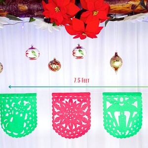 Navidad Papel Picado, 5 PK, Red and Green Papel Picado Banners, Small ...