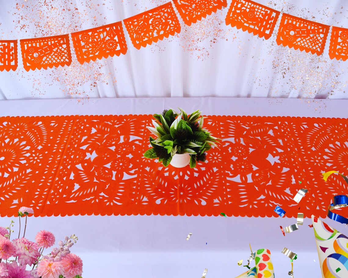 2 Pack, Orange Plastic Table Runners, Mexican Fiesta Decor, 20x72 ...