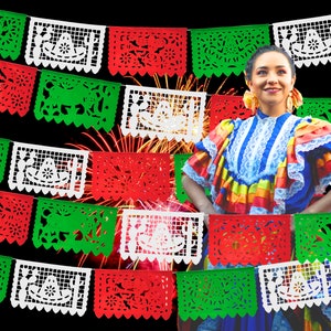 Papel Picado Mexican Fiestas Patrias, 5 PK Tricolor Paper Hanging ...