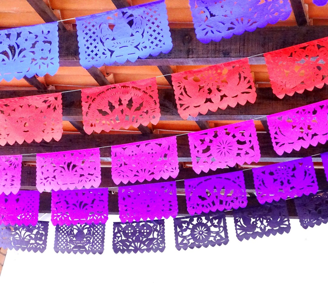 Papel Picado Banners, 5 Pack, Cinco De Mayo Garland, Fiesta Mexicana ...