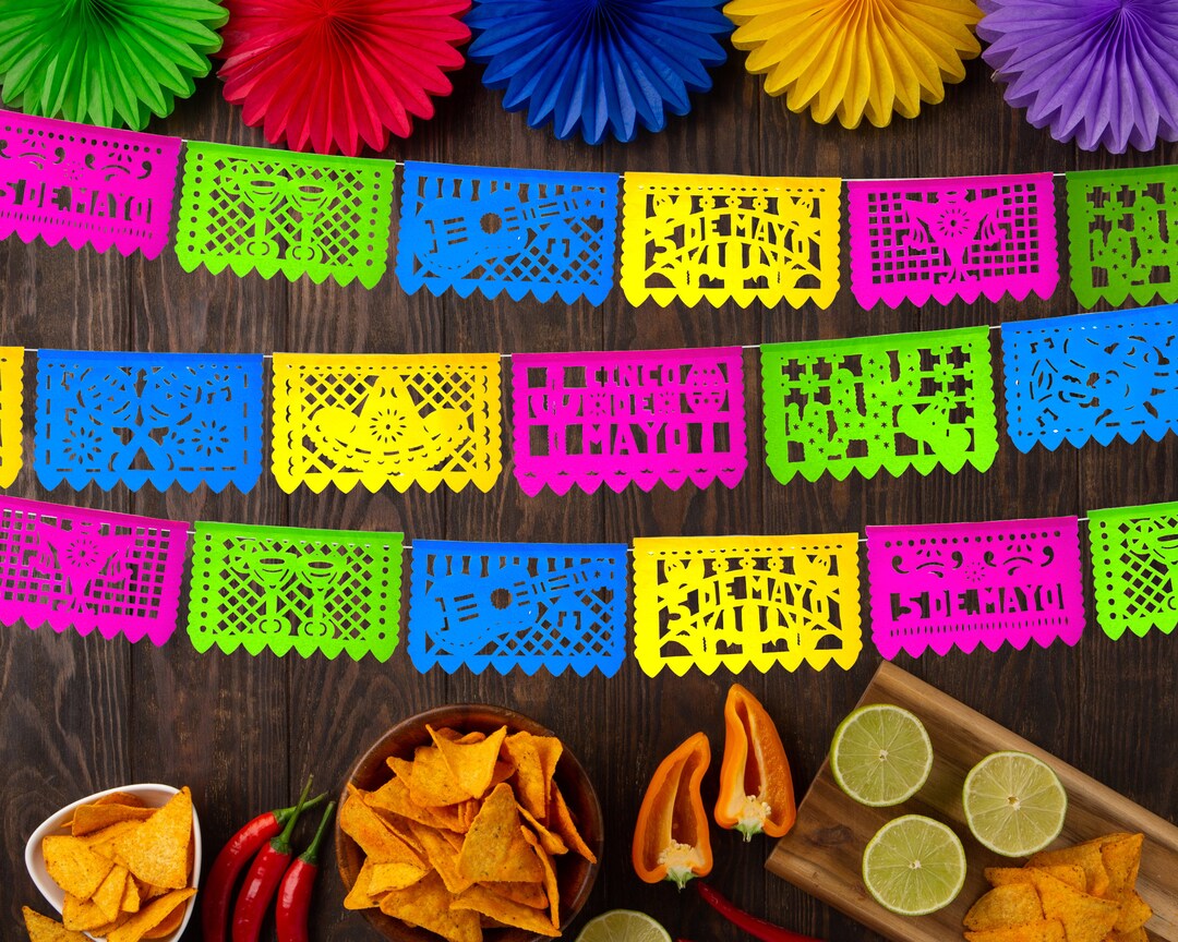 Cinco De Mayo Papel Picado Banners, 5 De Mayo Decorations, Mexico Party ...