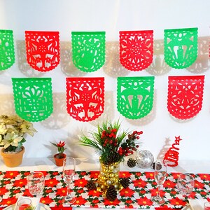 Navidad Papel Picado, 5 PK, Red and Green Papel Picado Banners, Small ...