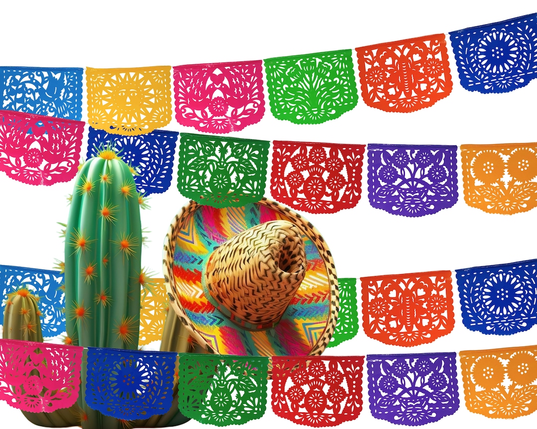 Plastic Picado Banners: Mexican Fiesta Garland, Cinco De Mayo Decor - Etsy
