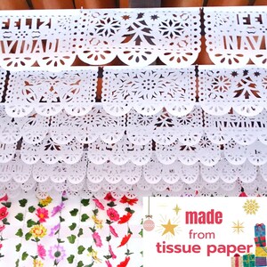 White Papel Picado Banners Christmas Banners5 PK Mexican - Etsy