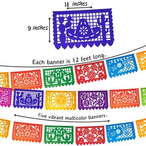 Cinco De Mayo, 5 Pack Banners, Paper Picado Garland, Fiesta Decoration ...