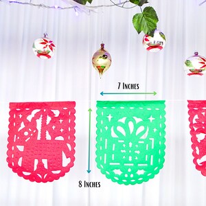 Navidad Papel Picado, 5 PK, Red and Green Papel Picado Banners, Small ...